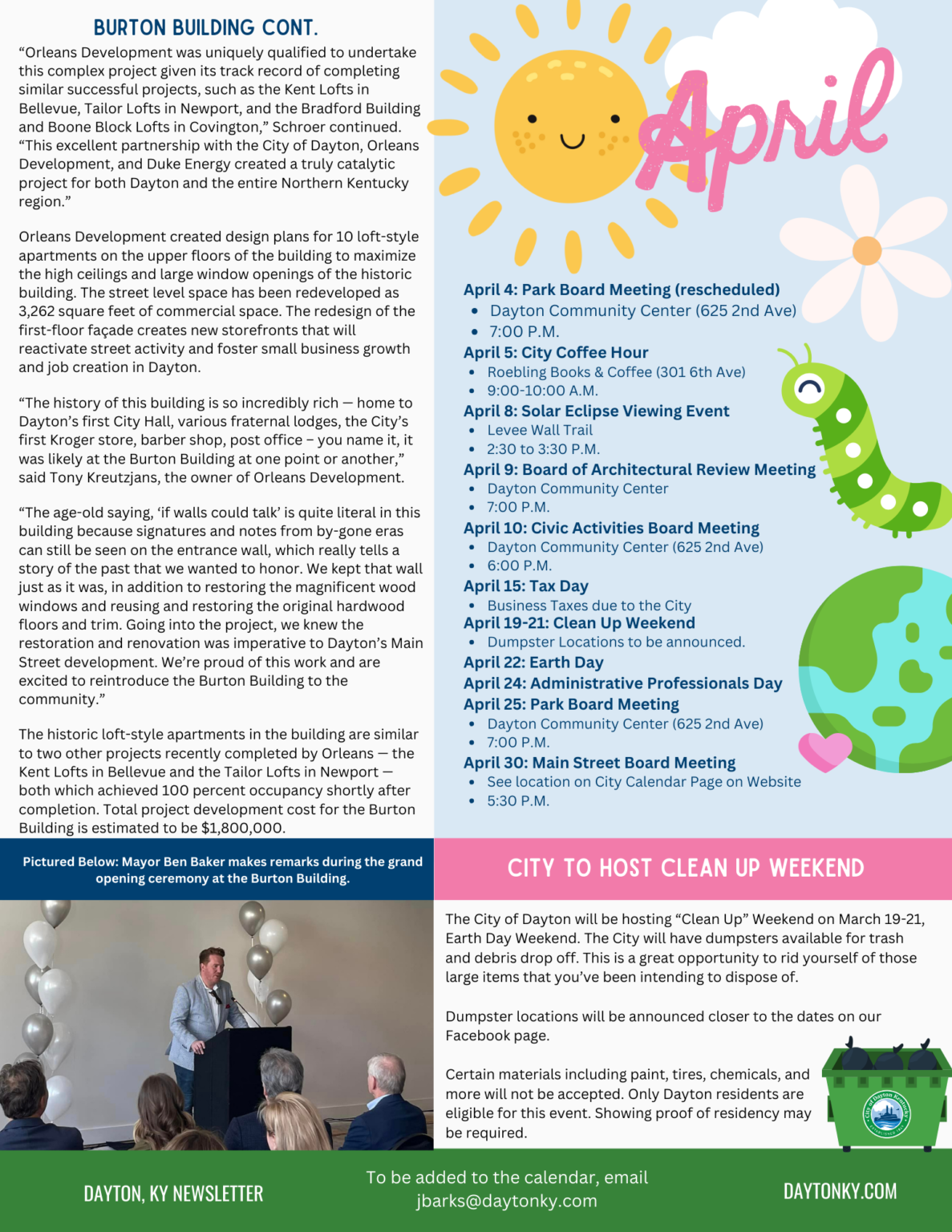 April 2024 Newsletter - City of Dayton, Kentucky